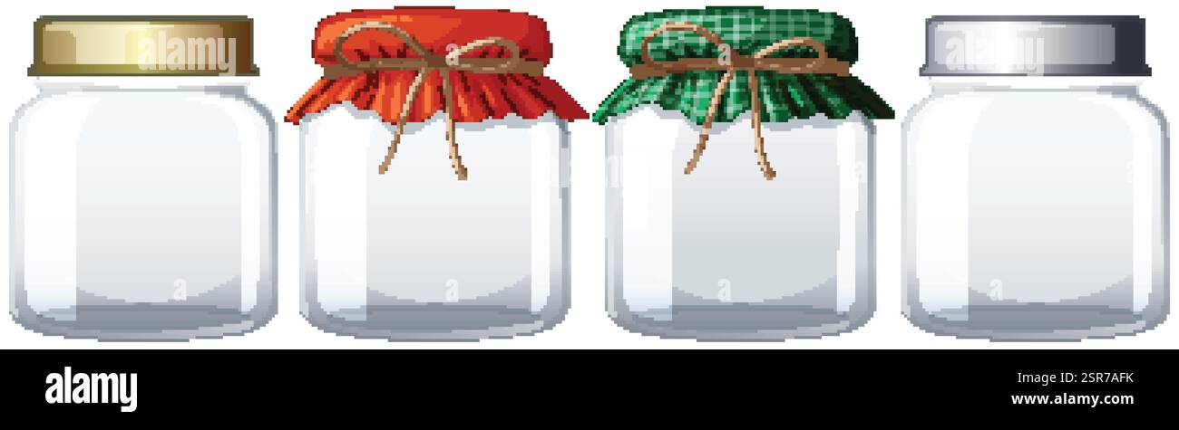 Four jars with different colored lids and covers Stock Vector Image ...