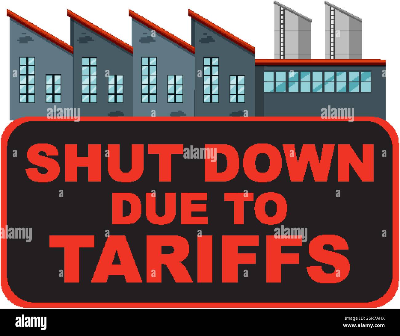 Illustration of factory shutdown from tariff impact Stock Vector Image ...