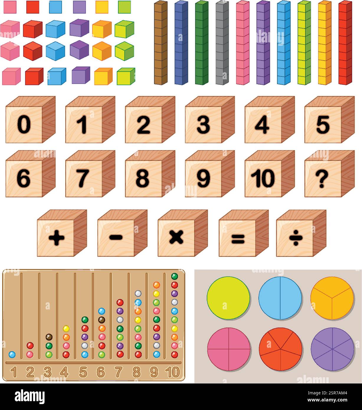 Colorful blocks and charts for learning math concepts Stock Vector ...