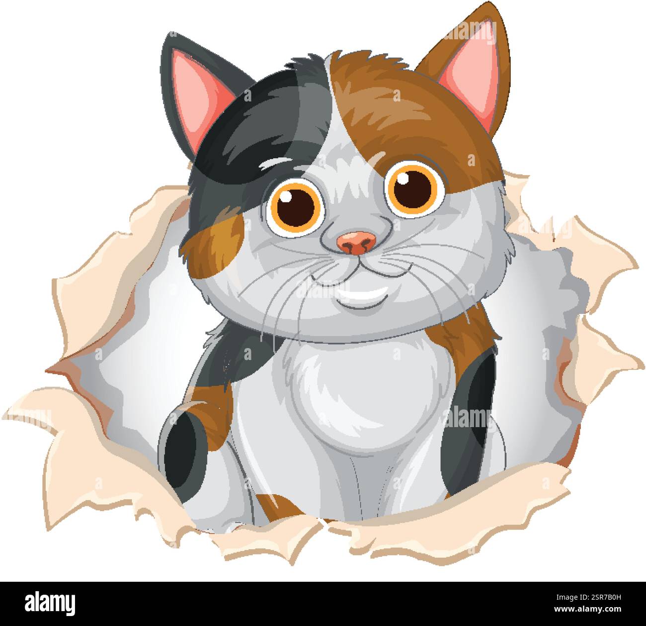 Adorable cat peeking through torn paper hole Stock Vector Image & Art ...