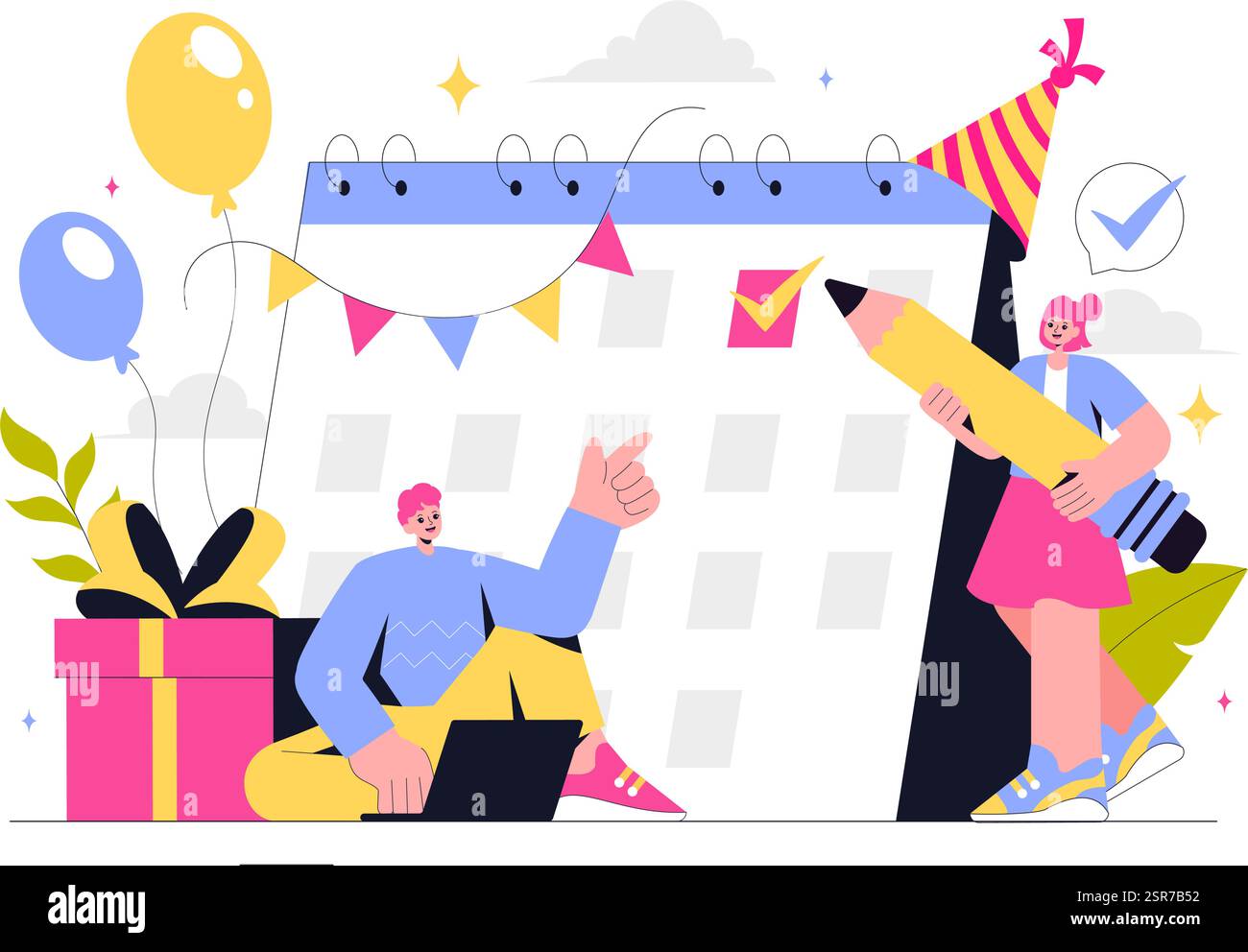 Event Planner Vector Illustration featuring Party Decorations ...