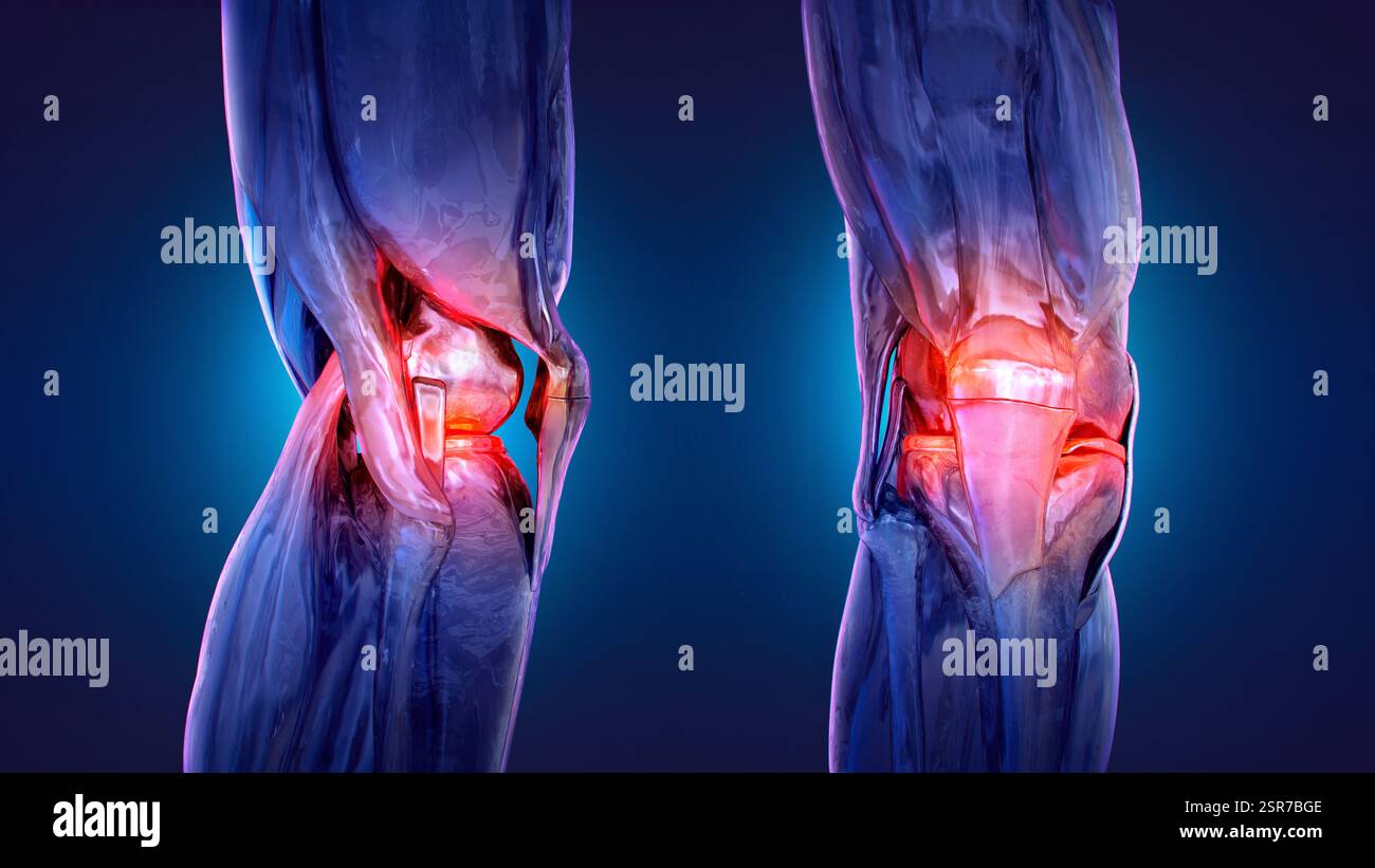 Illustration of painful knee joints showing symptoms of osteoarthritis ...