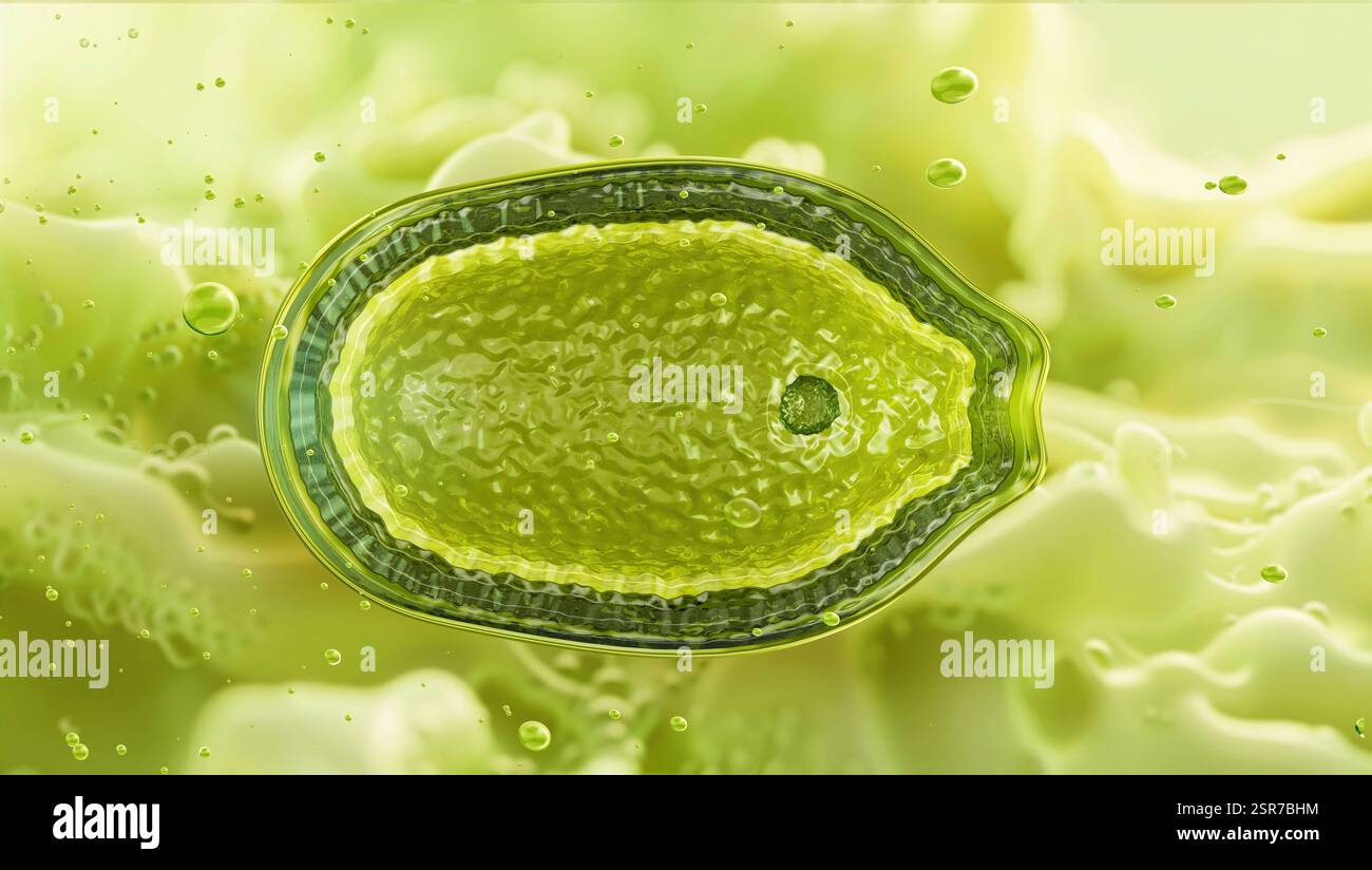 Illustration of a Pandoravirus, a giant virus with a complex structure ...