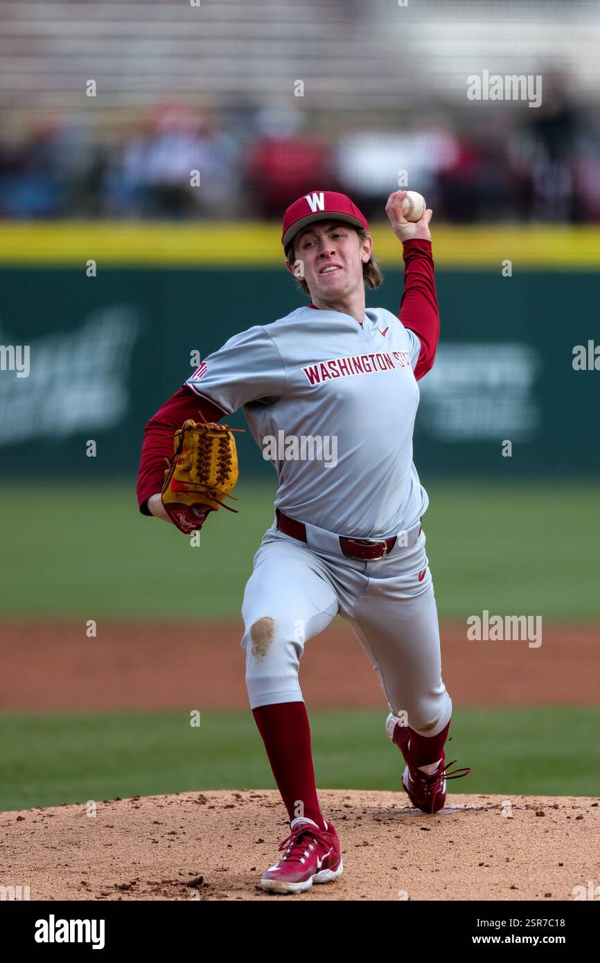 February 14, 2025: Cougars pitcher Nick Lewis (13) in action on the ...