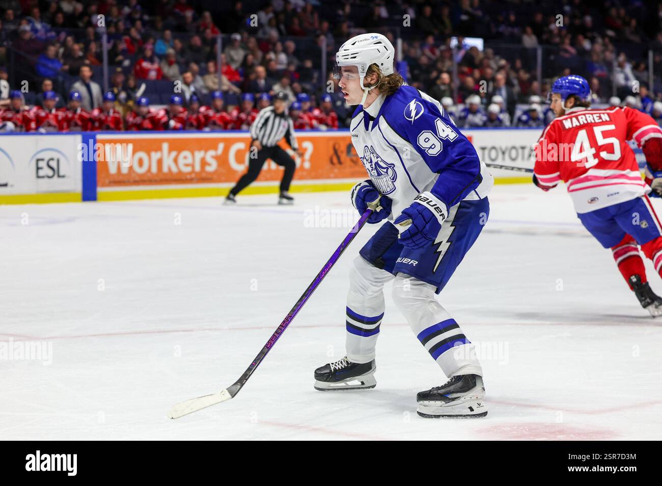 Rochester, New York, USA. 14th Feb, 2025. Syracuse Crunch forward ...