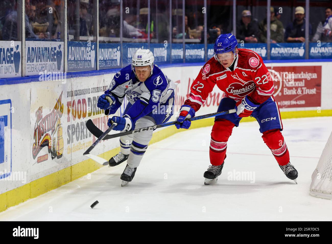 Rochester, New York, USA. 14th Feb, 2025. Syracuse Crunch forward Jesse ...