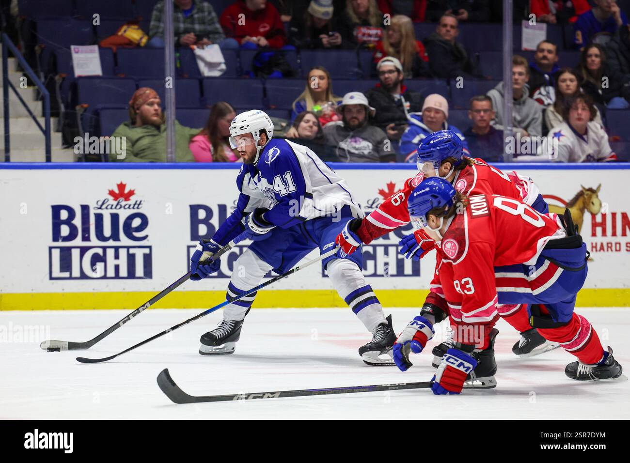 Rochester, New York, USA. 14th Feb, 2025. Syracuse Crunch forward ...