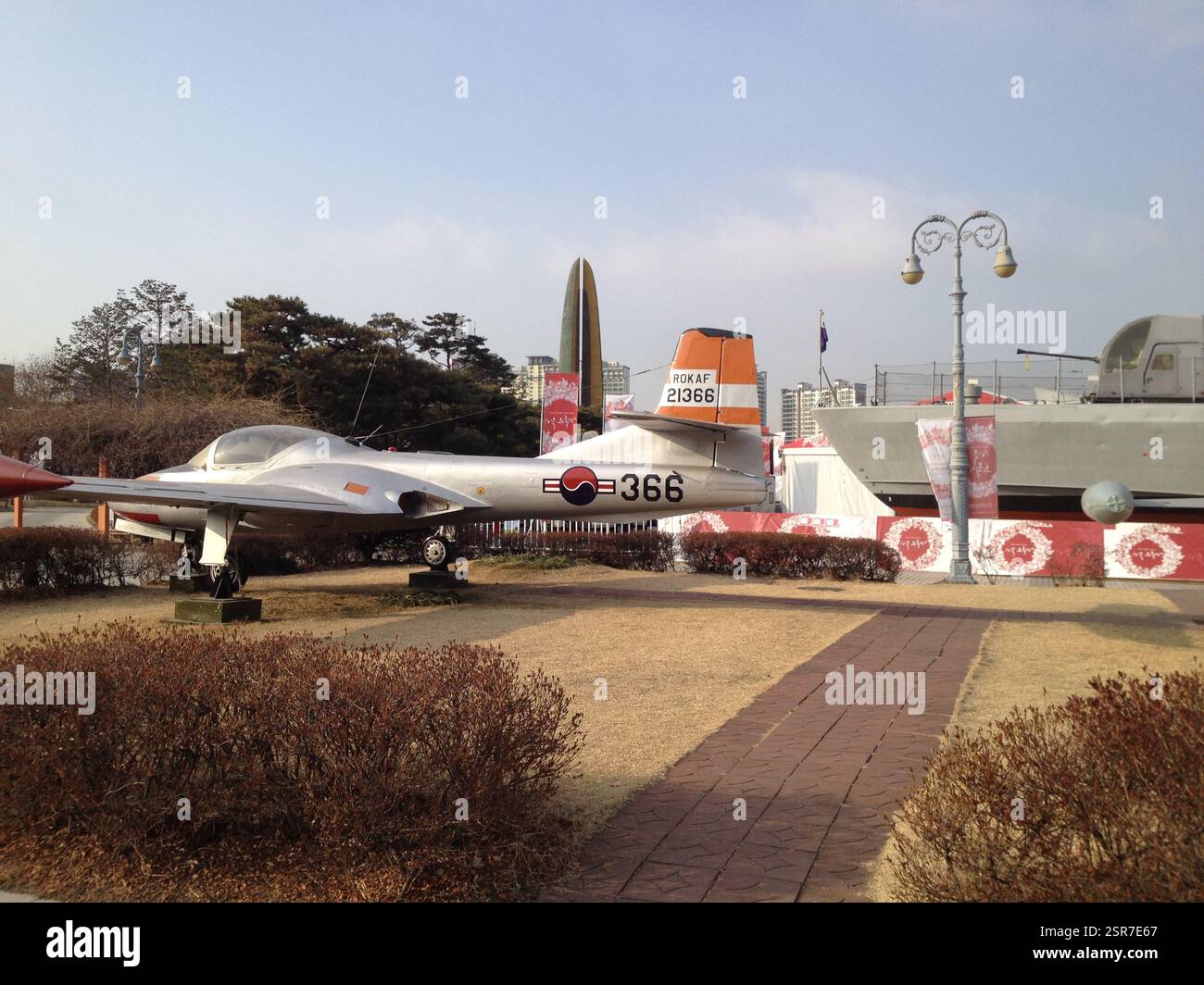 Cessna T-37B Tweety Bird trainer jet. Orange and silver fuselage. ROKAF ...