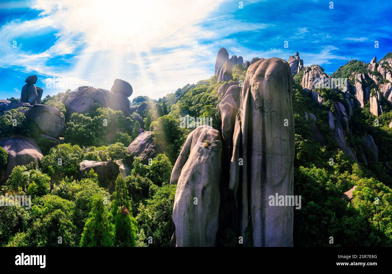 Aerial photography of Taimu Mountain in Ningde City, Fujian Province ...