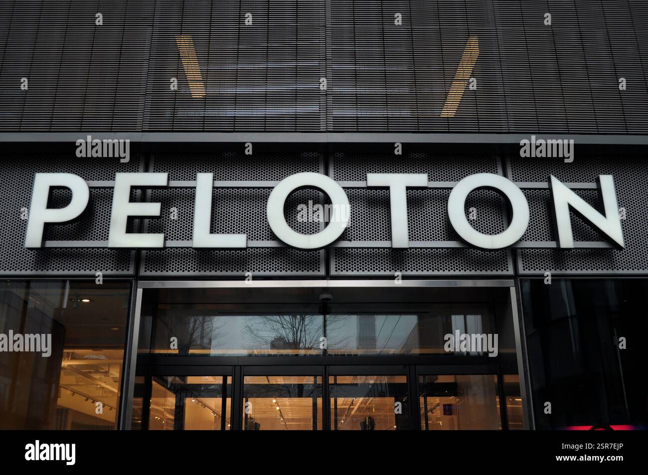 New York, United States. 13th Feb, 2025. A Peloton studio is seen in ...