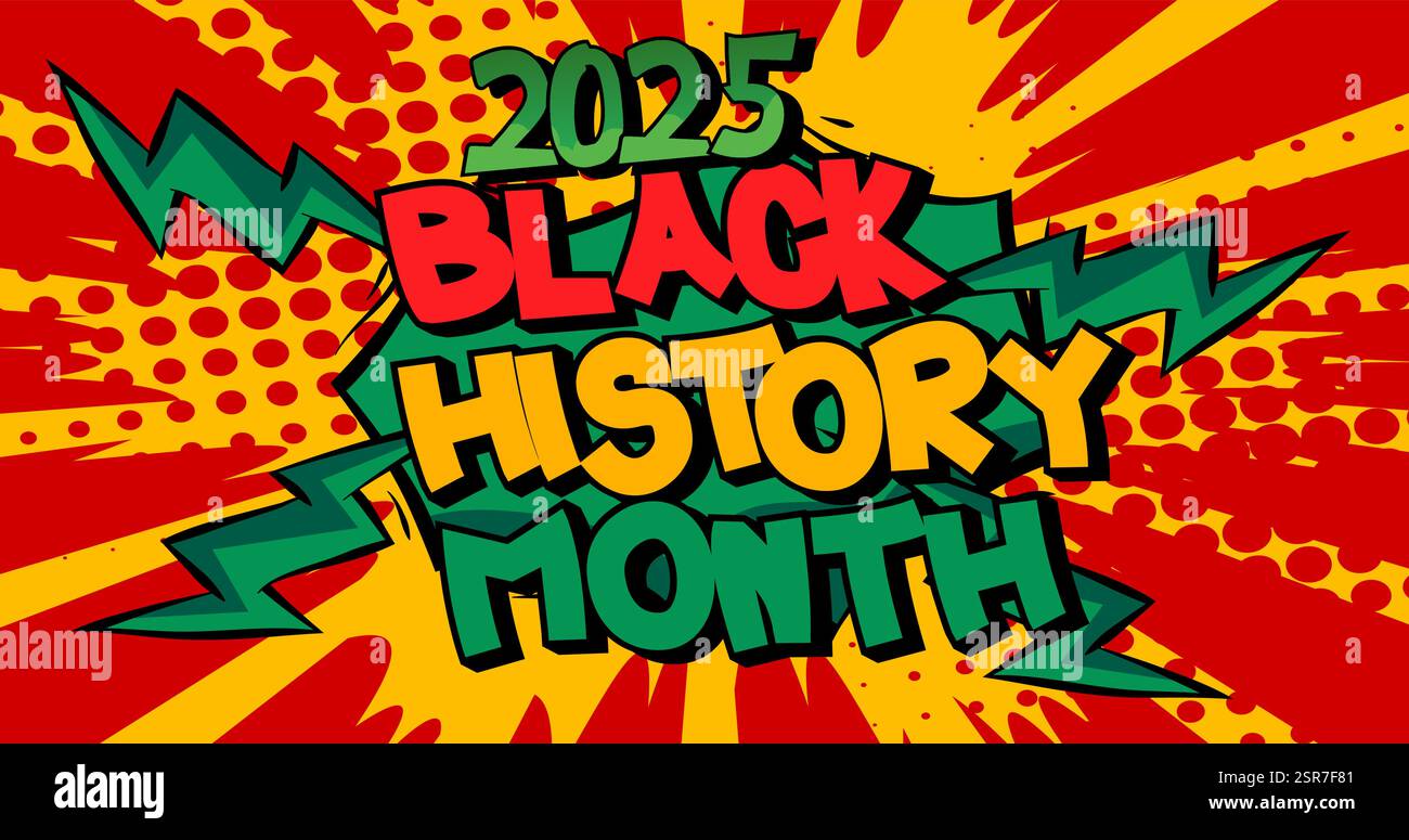 Cartoon Black History Month 2025, comic book Celebration Poster. Retro ...