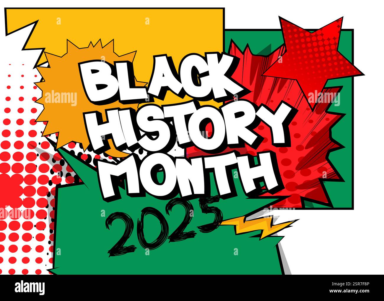 Cartoon Black History Month 2025, comic book Celebration Poster. Retro ...