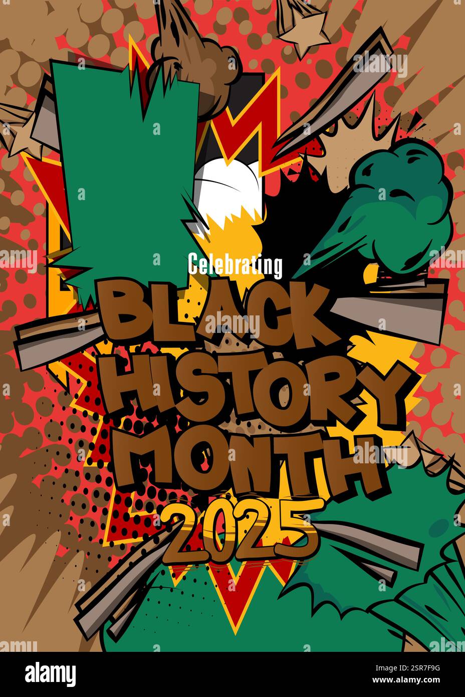 Cartoon Black History Month 2025, comic book Celebration Poster. Retro ...