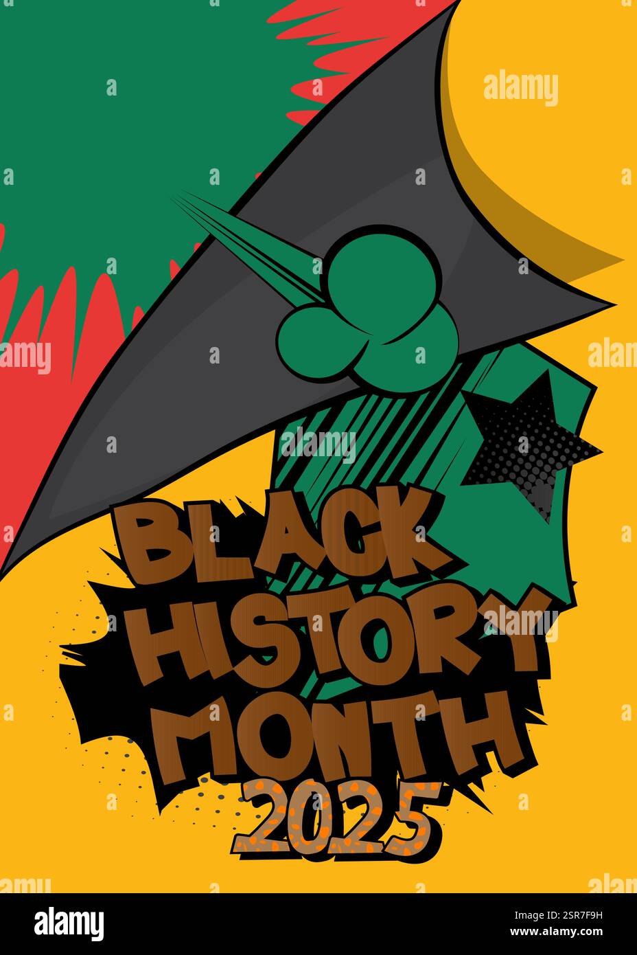 Cartoon Black History Month 2025, comic book Celebration Poster. Retro ...