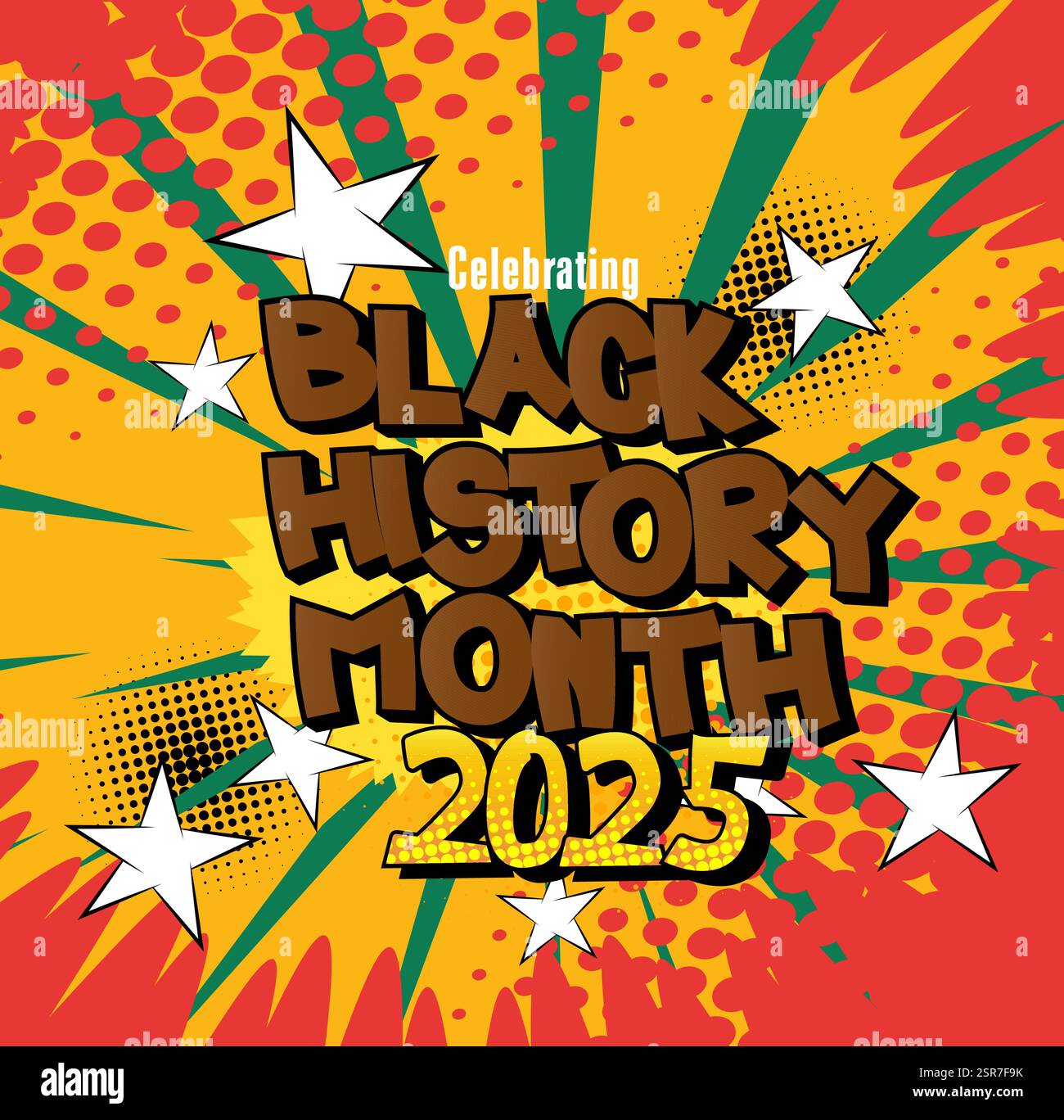 Cartoon Black History Month 2025, comic book Celebration Poster. Retro ...