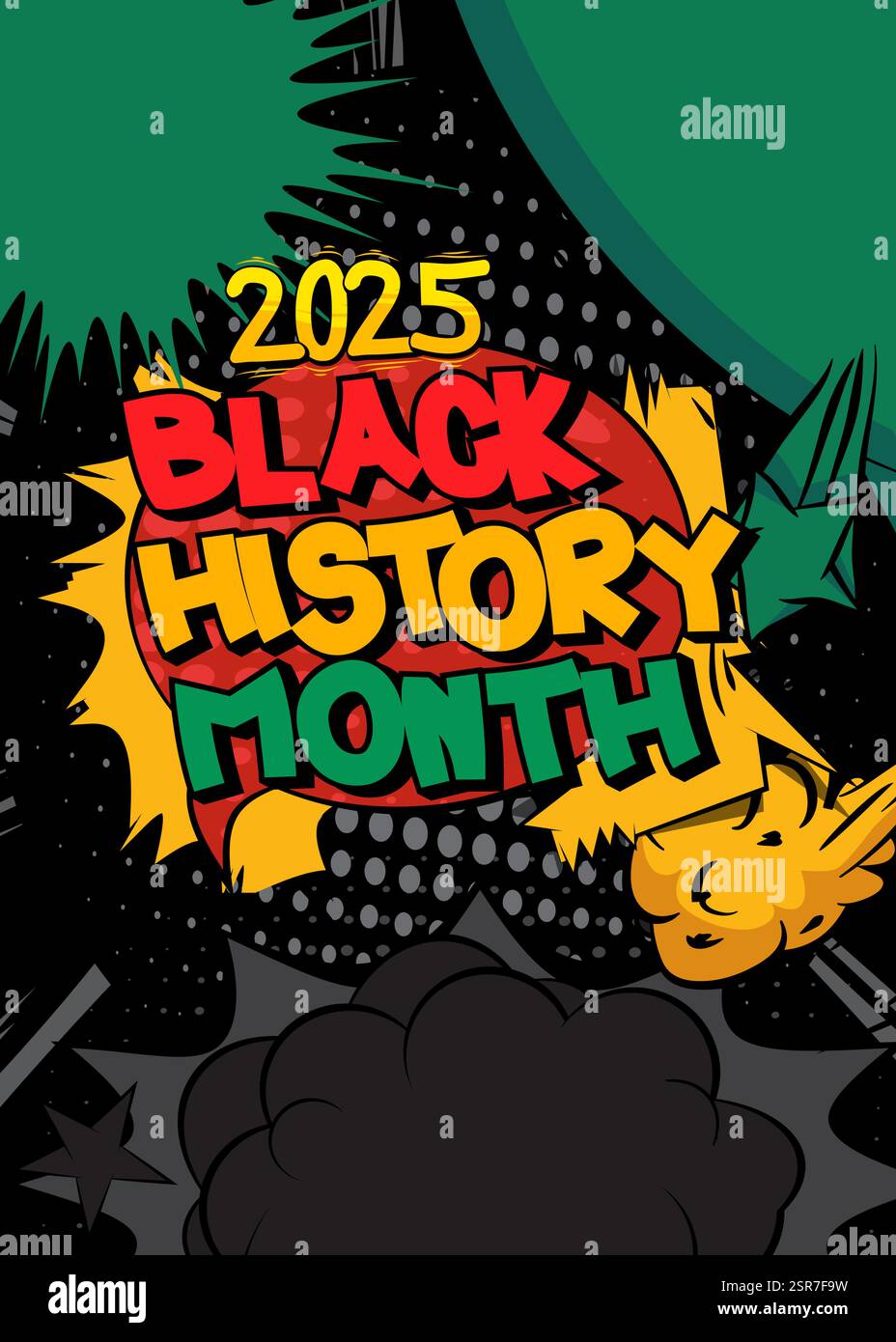 Cartoon Black History Month 2025, comic book Celebration Poster. Retro ...