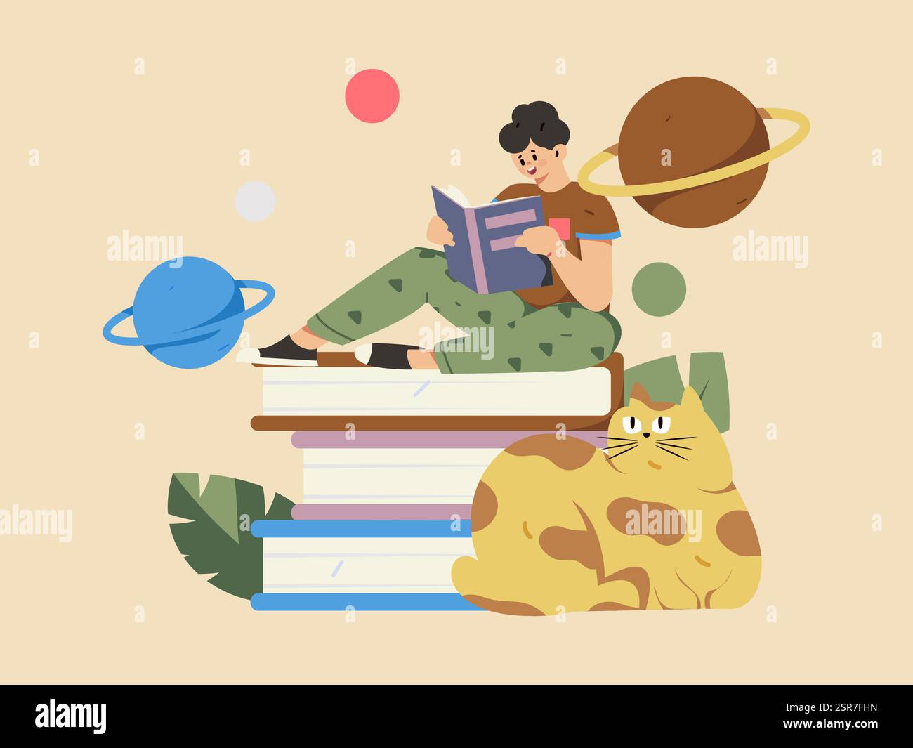 Character reading quietly vector concept operation hand drawn ...
