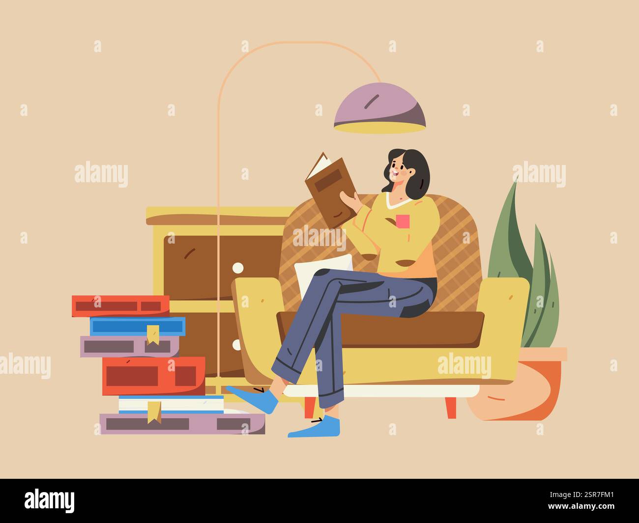 Character reading quietly vector concept operation hand drawn ...