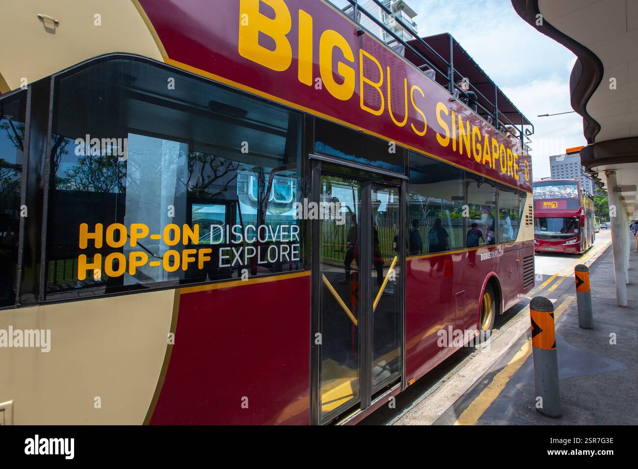 Big Bus service stop at bus stop, ferry tourists around the fixed route ...