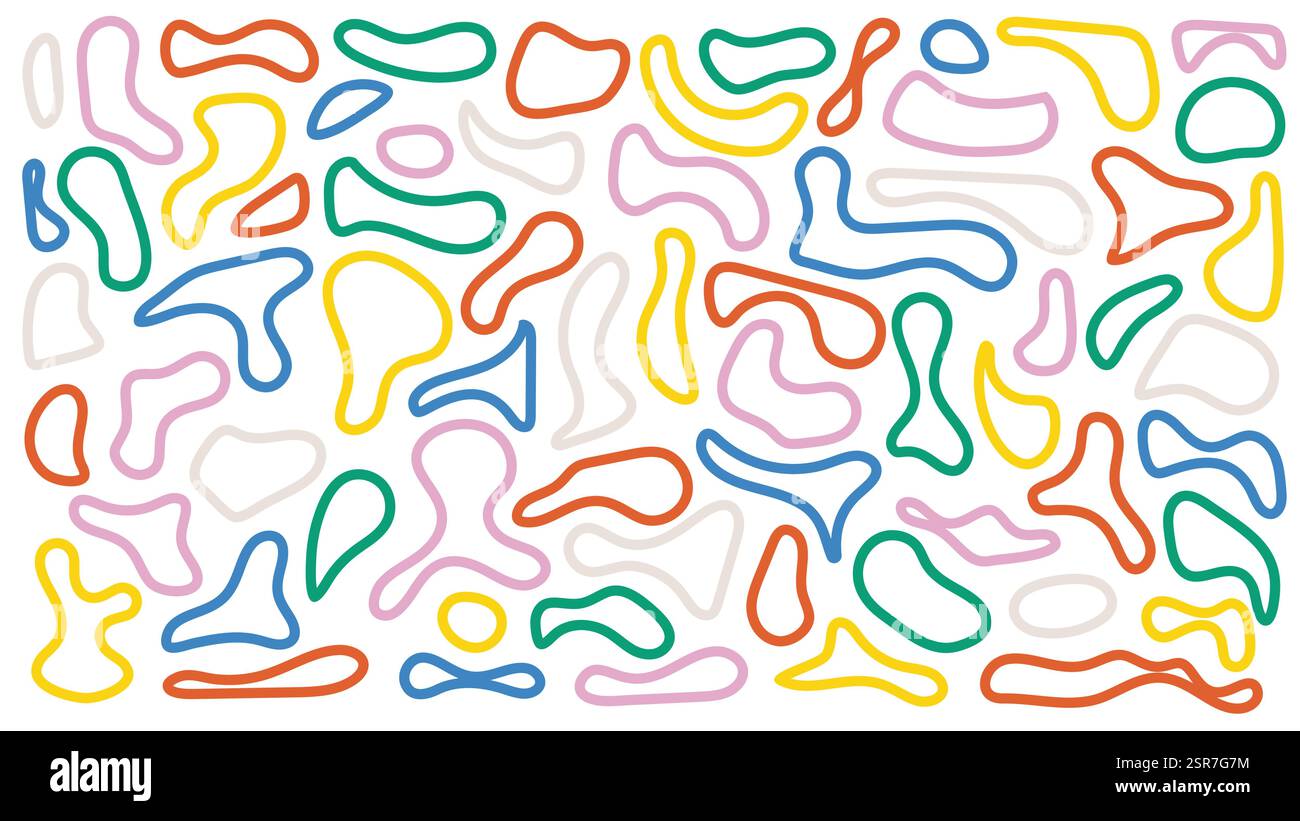 Abstract fluid blobs with vibrant outlines, ideal for speech bubbles ...