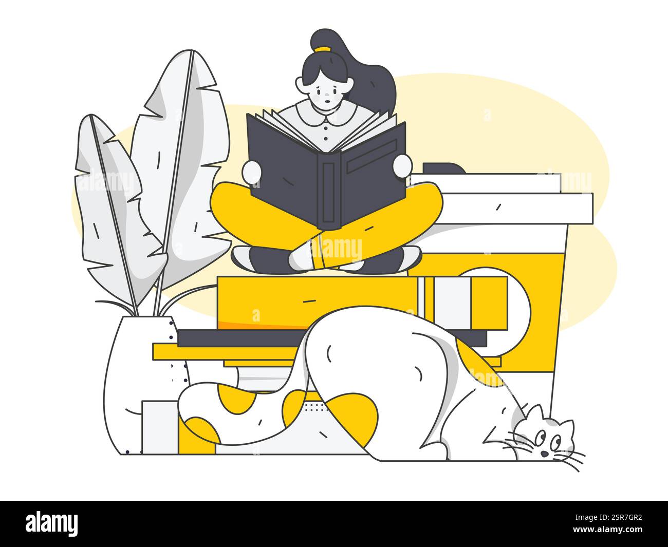 Character reading quietly vector concept operation hand drawn ...