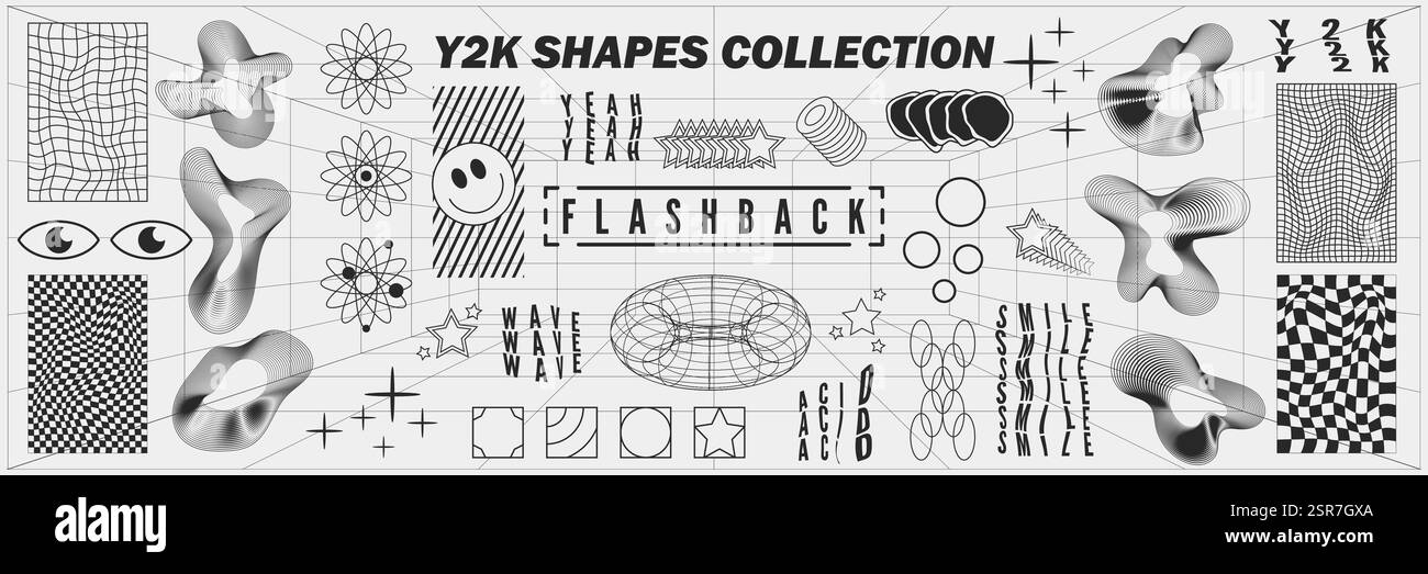 Abstract geometry wireframe shapes and patterns, cyberpunk elements ...