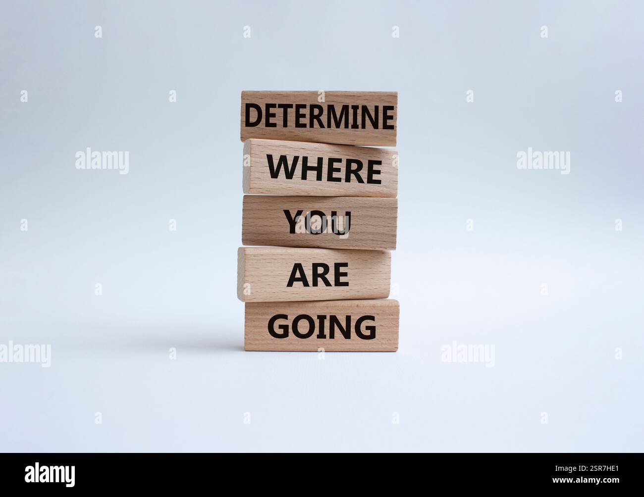 Determination symbol. Wooden blocks with words Determine where you are ...