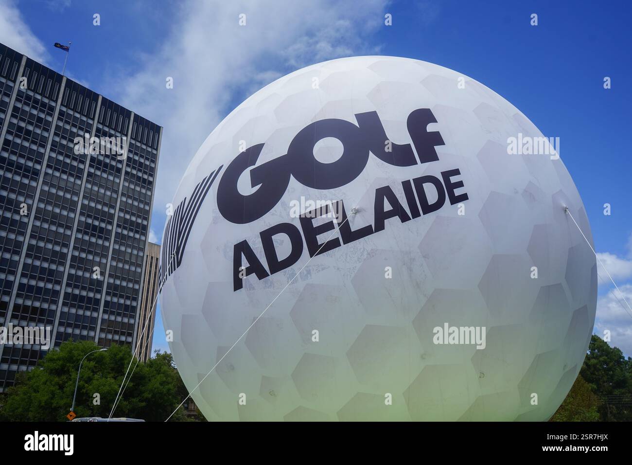 Adelaide, Australia 15 February 2025. A giant inflatable golf ball in ...