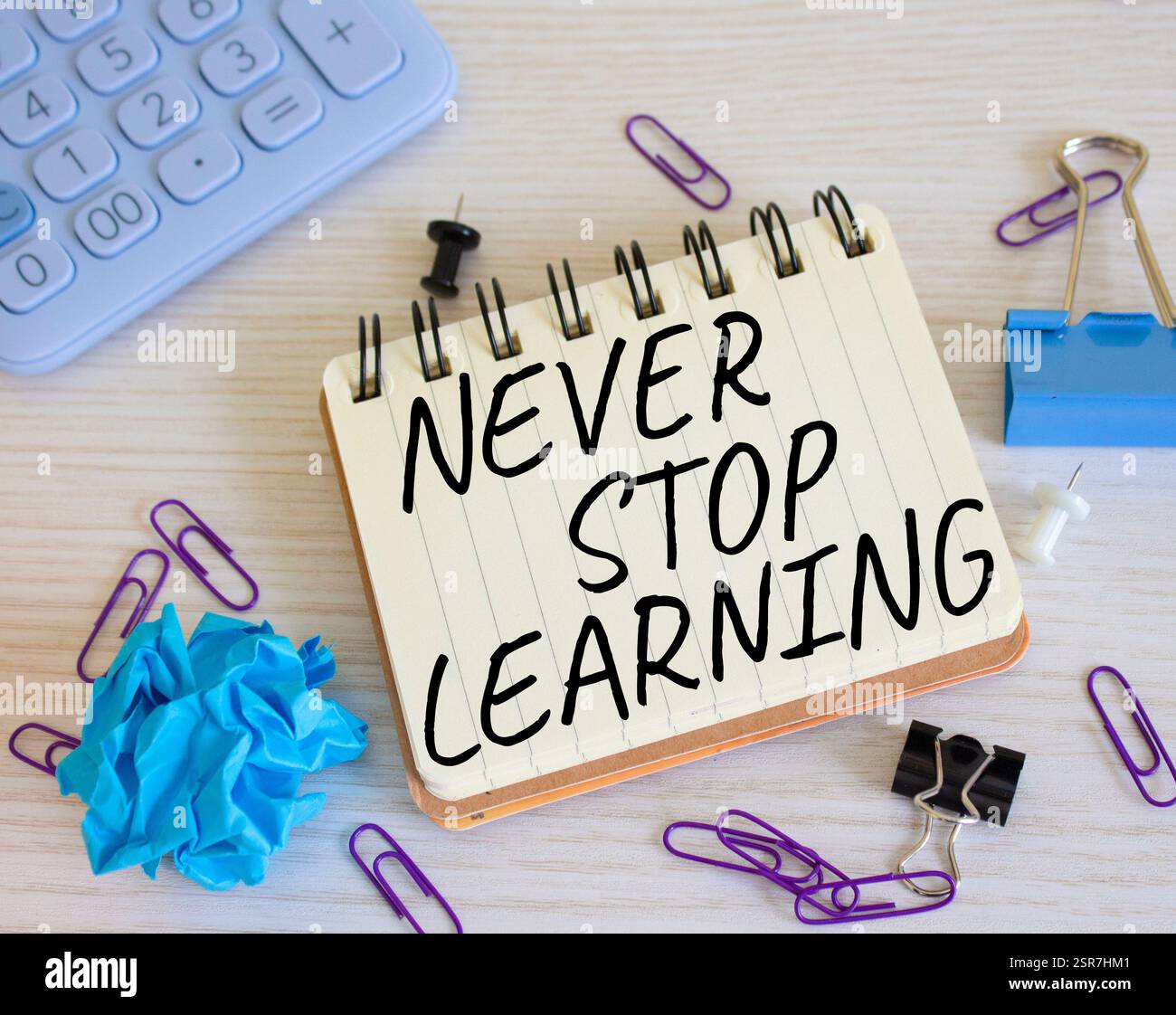 Never stop learning symbol. Concept words Never stop learning on wooden ...