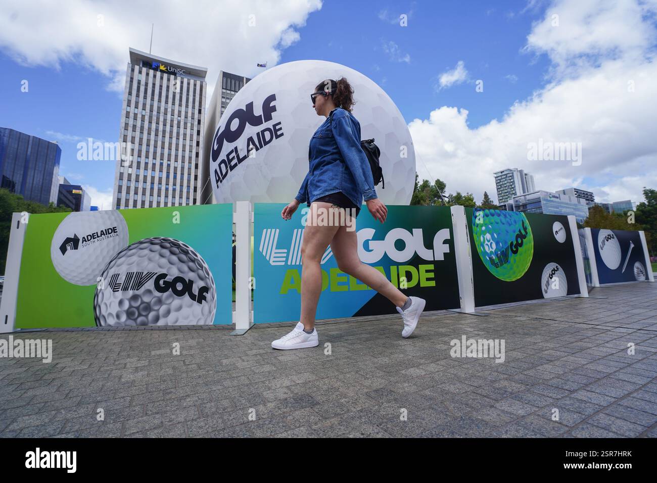 Adelaide, Australia 15 February 2025. A giant inflatable golf ball in ...