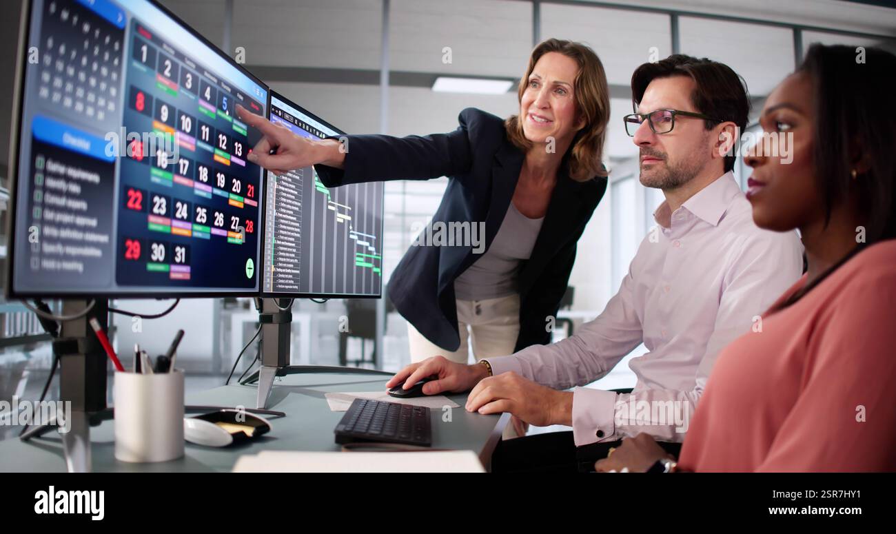 Busy Office Workers Utilizing Kanban Task Board for Scheduling Tasks ...