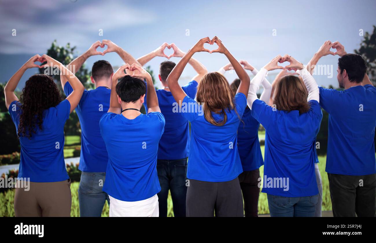Multiracial volunteers create hearts, spreading love in local ...