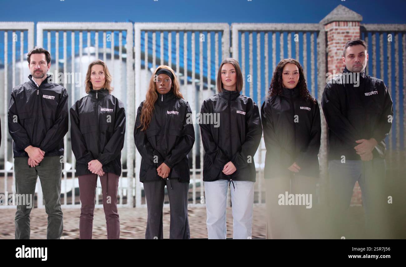 Security Team at Oil Refinery Gate Monitoring Facility Entrance Safety ...