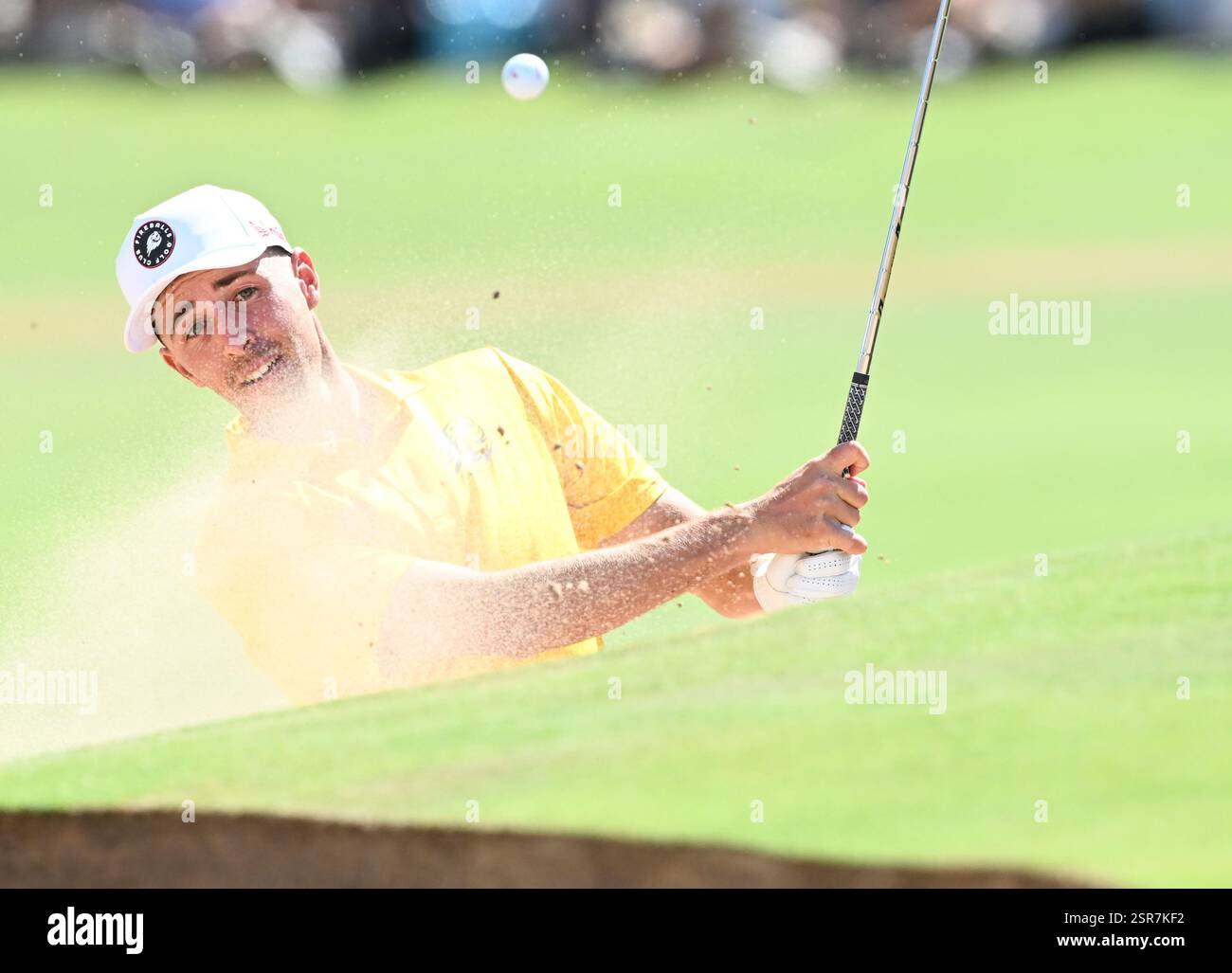 Adelaide, Australia. 15th Feb, 2025. David Puig of Fireballs GC hits ...