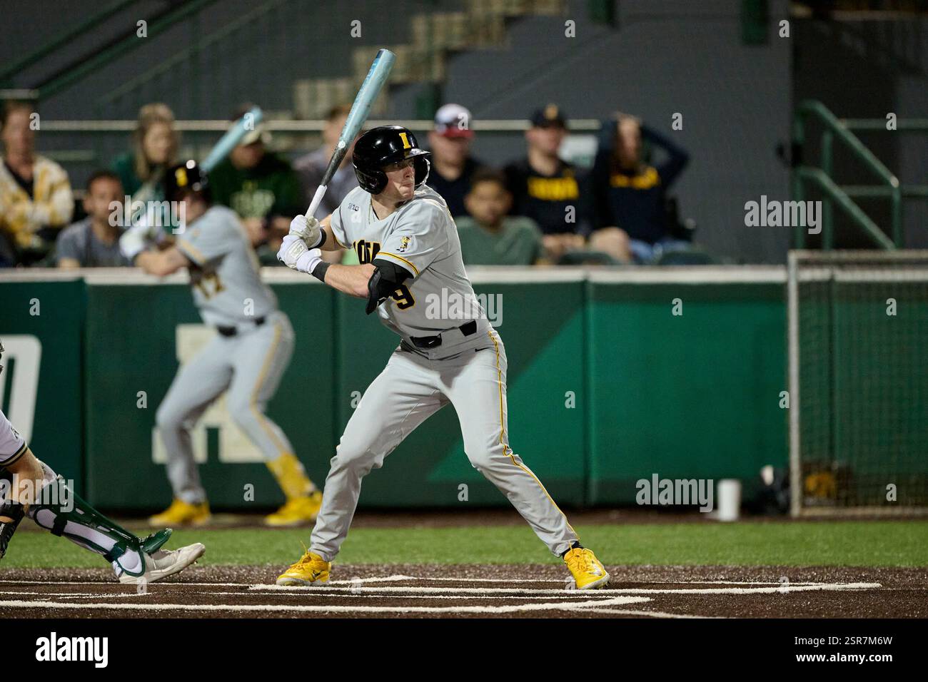 Iowa Hawkeyes Kooper Schulte (9) at bat during an NCAA baseball game ...