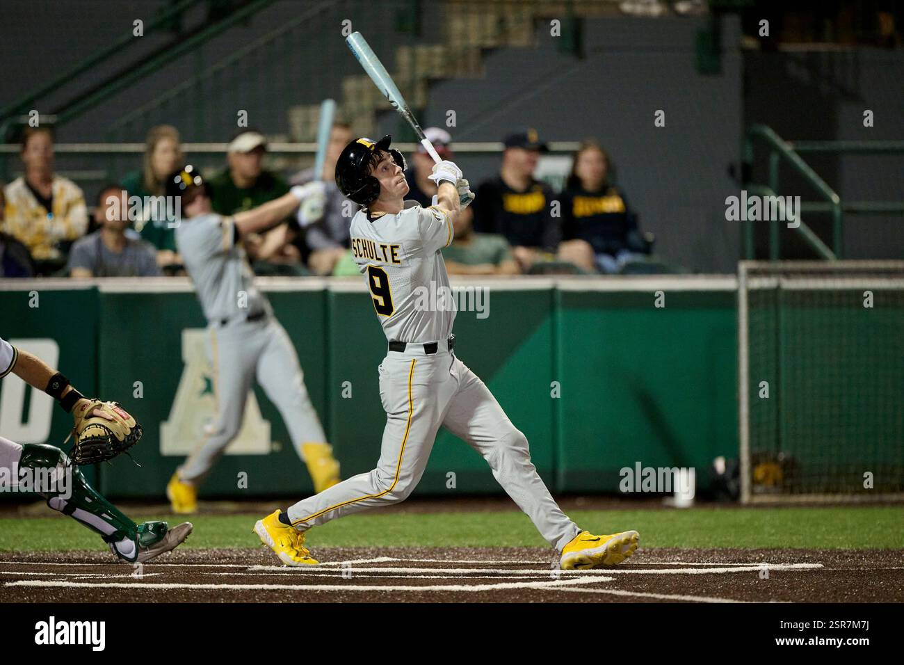 Iowa Hawkeyes Kooper Schulte (9) at bat during an NCAA baseball game ...
