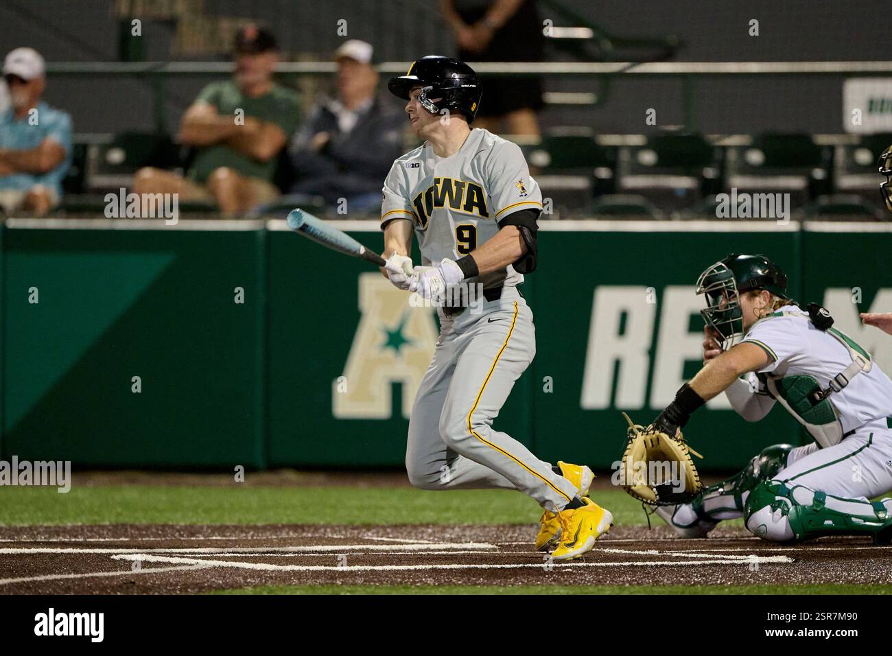 Iowa Hawkeyes Kooper Schulte (9) at bat during an NCAA baseball game ...