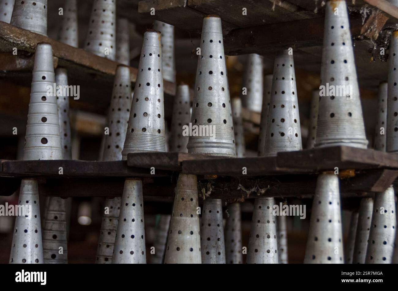 Cones to hold silk at Lonaconing Silk Mill, the oldest intact silk mill ...