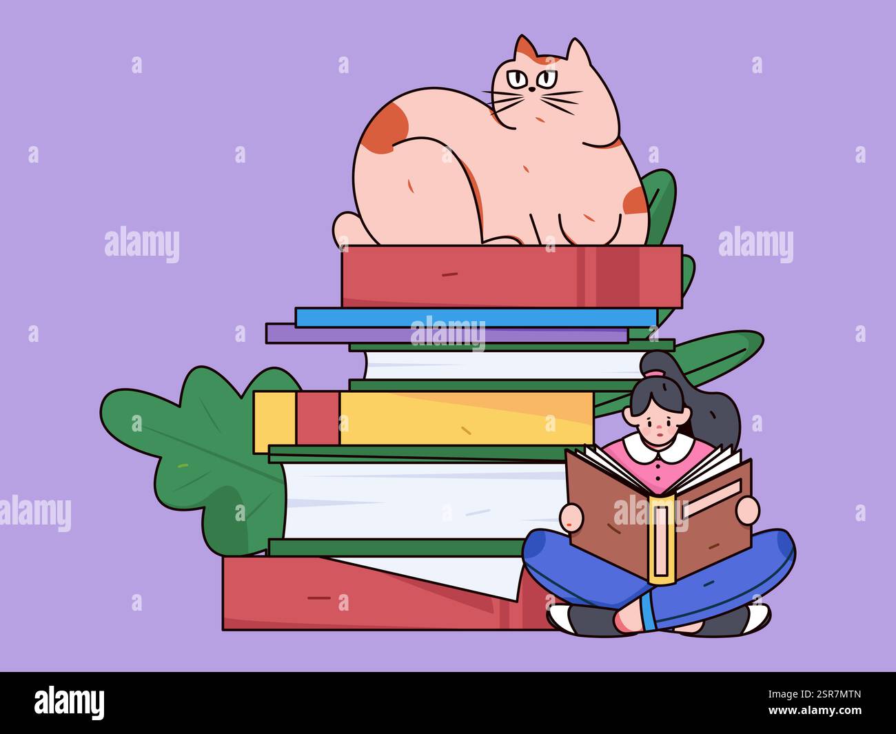 Character reading quietly vector concept operation hand drawn ...