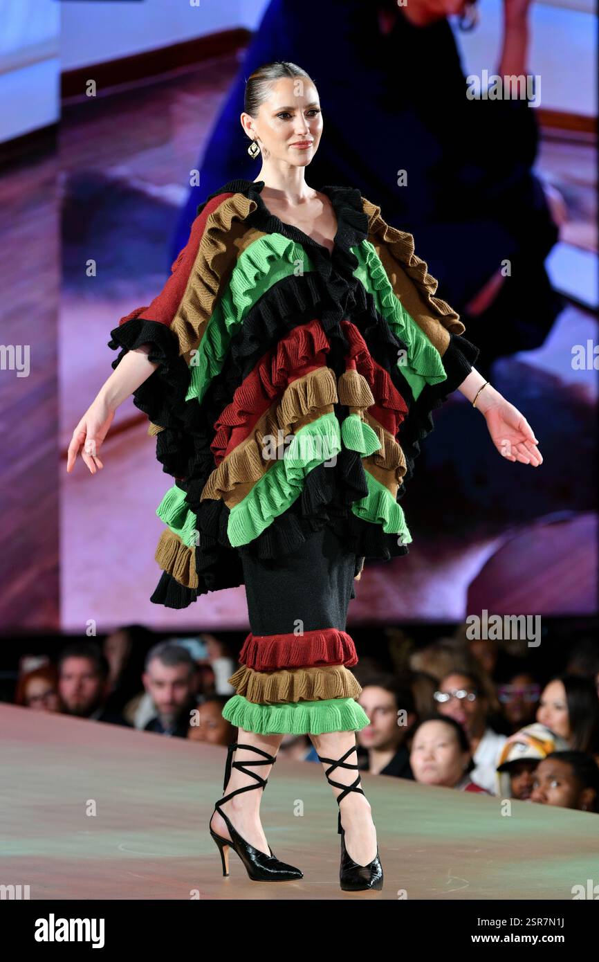Model walking the runway at New York Fashion Week Fall 2025, held in ...