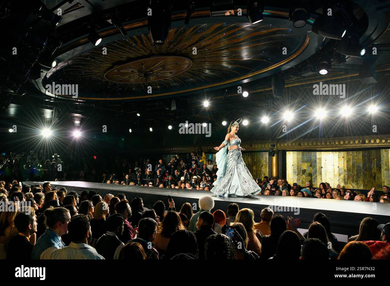 Model walking the runway at New York Fashion Week Fall 2025, held in ...