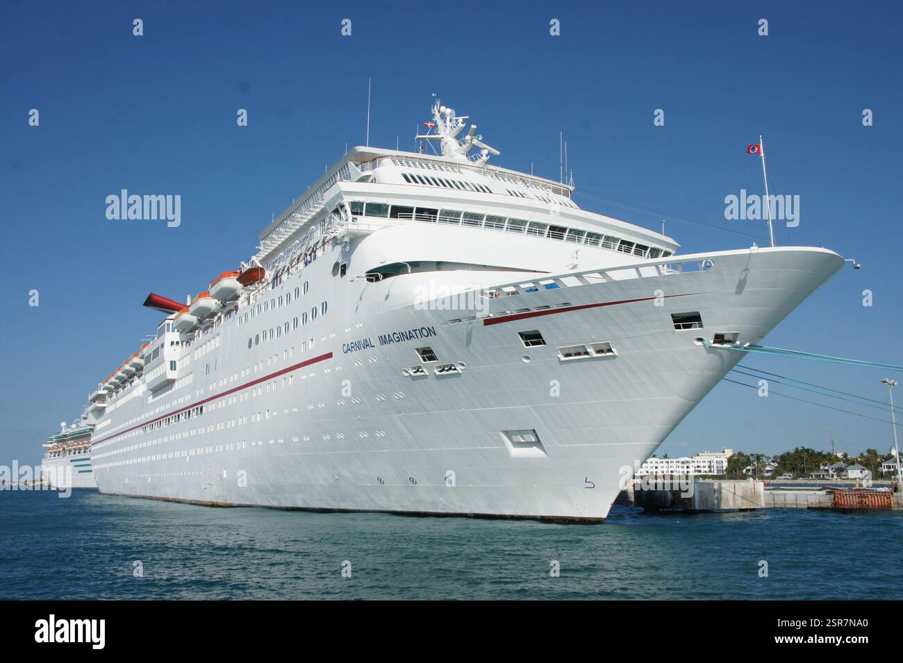 Carnival Imagination cruise ship docked Key West. Pristine white hull ...