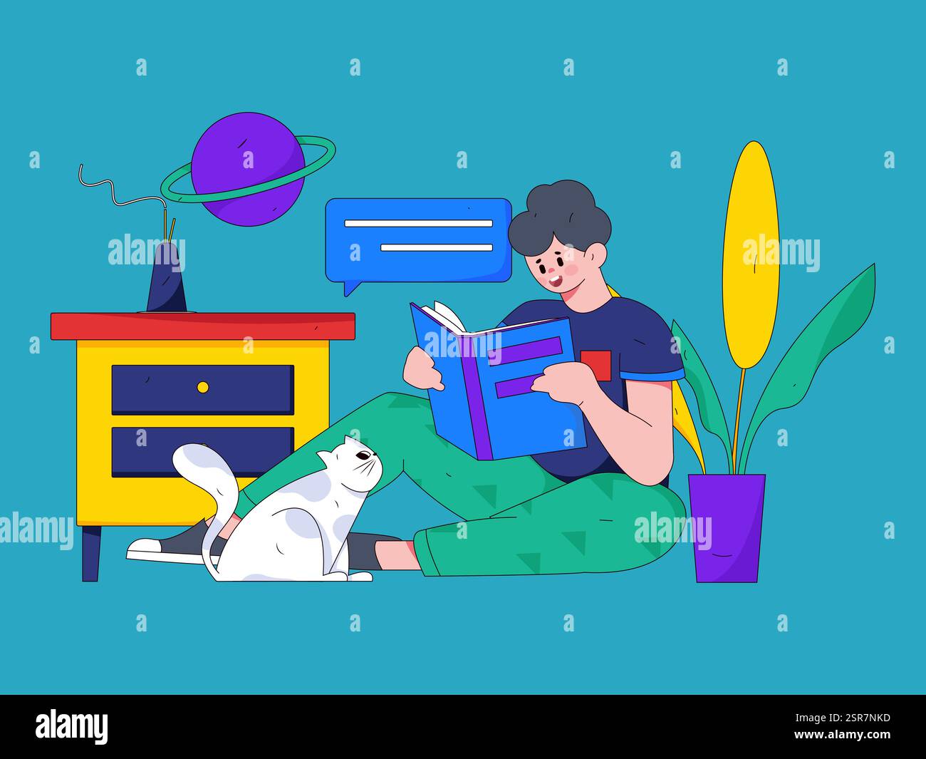 Character reading quietly vector concept operation hand drawn ...