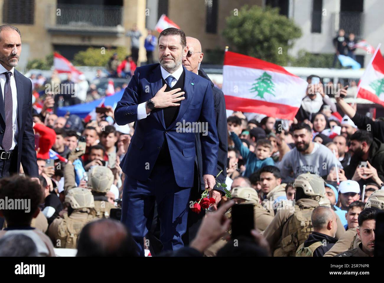 Beirut, Lebanon. 14th Feb, 2025. Former Lebanese Prime Minister Saad ...
