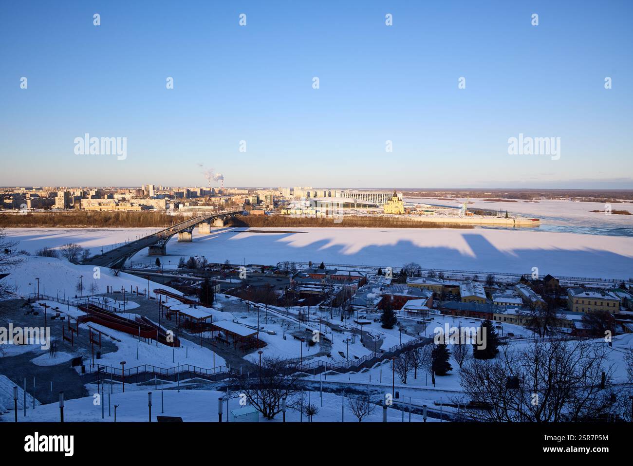 A breathtaking winter panorama of Strelka in Nizhny Novgorod, where the ...