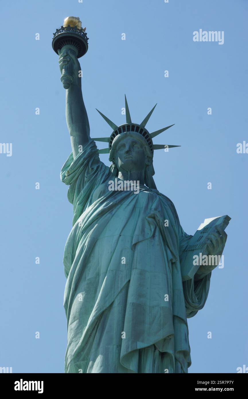 New York close-up: Lady Liberty's crown reaches for the sky, its ...