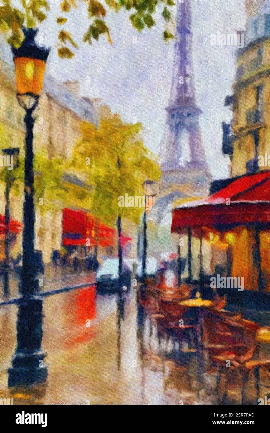 Paris street scene rain hi-res stock photography and images - Alamy