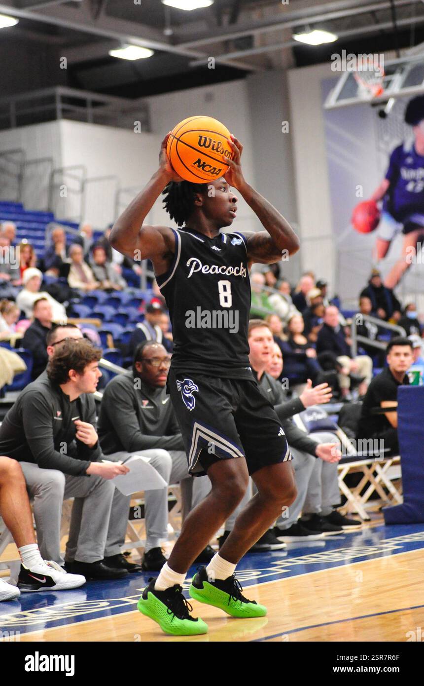 Jersey City, USA. 14th Feb, 2025. Saint Peter's Bryce Eaton (8) at the ...