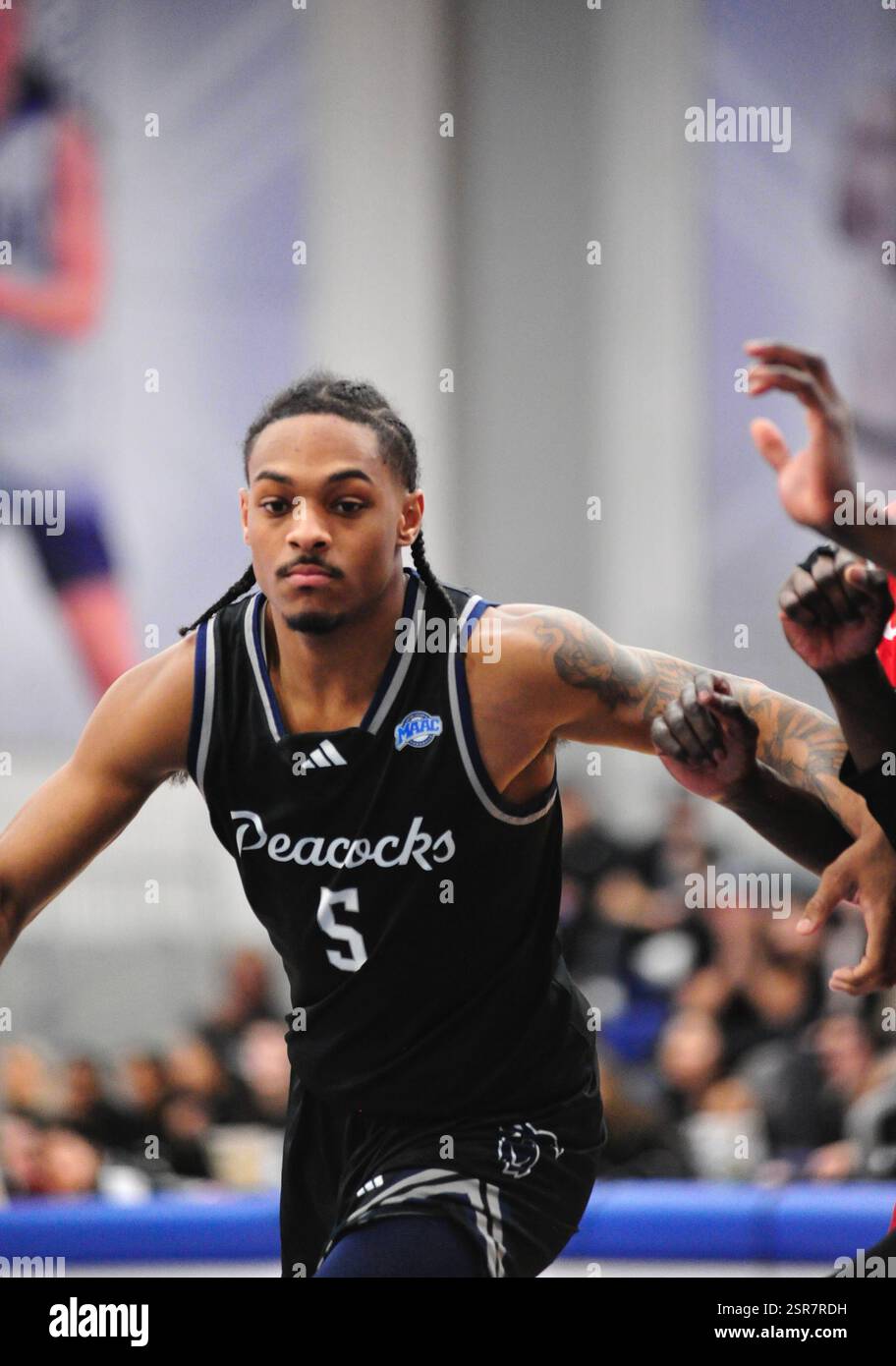 Jersey City, USA. 14th Feb, 2025. Saint Peter's Armoni Zeigler (5) at ...