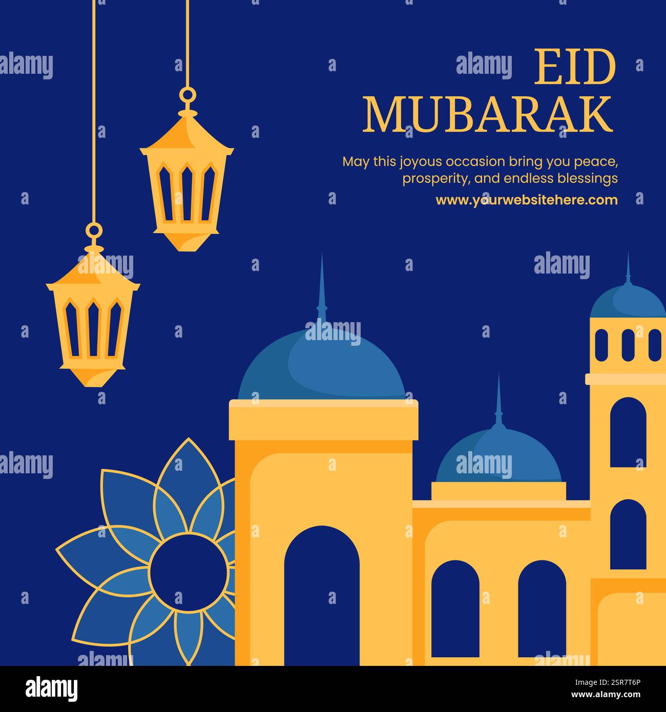 Hand-Drawn Eid Celebration Social Media Template with Festive Islamic ...